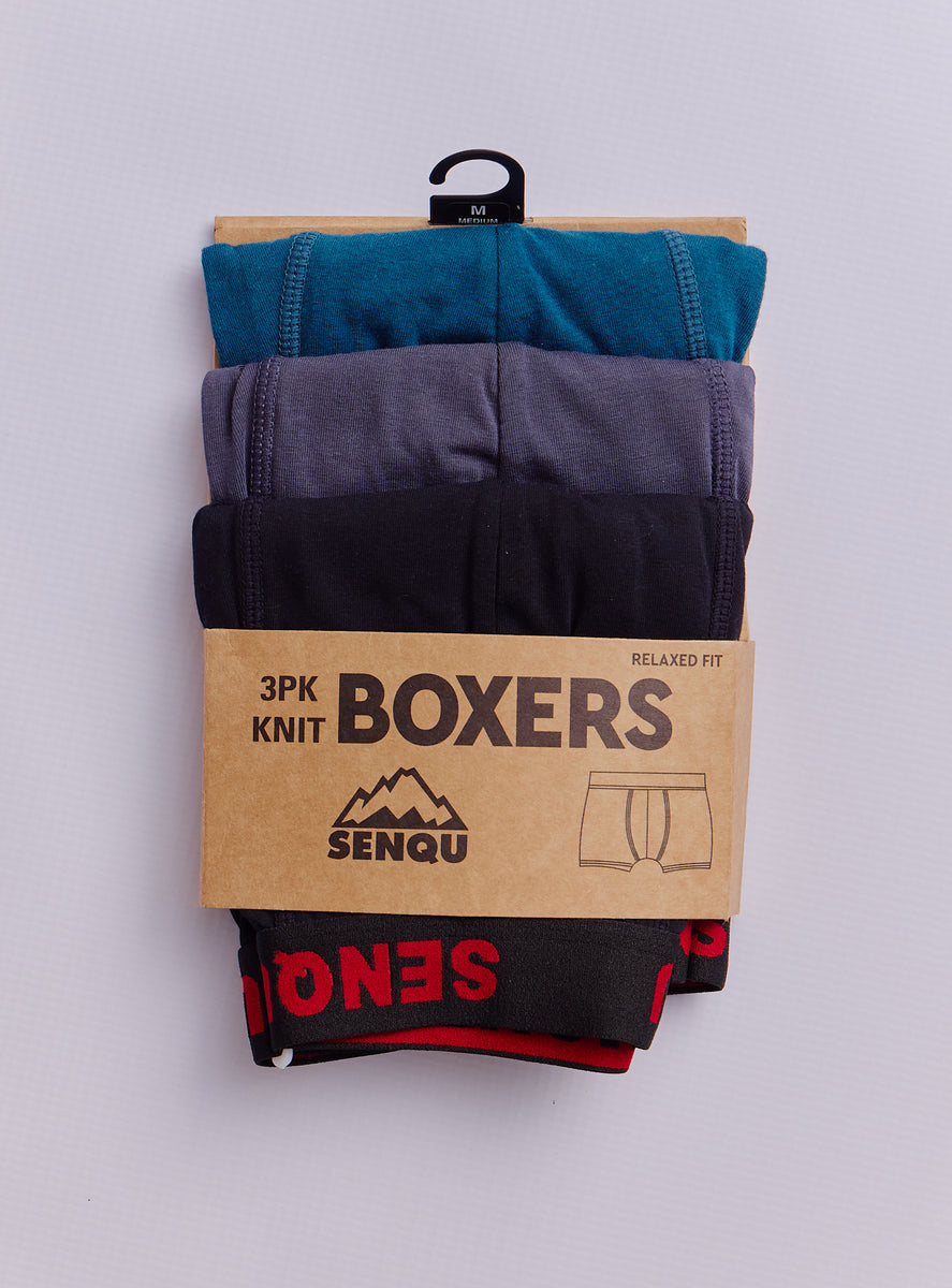 3PK PLAIN KNIT BOXER - TEAL – SenquOnline